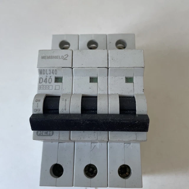 MEM MCB 40 Amp Triple Pole 3 Phase Type D 40A D40 Memshield 2 MDL340 ...