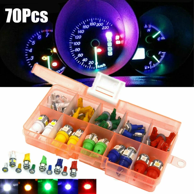 70PCS CAR T5+T10 LED Instrument Panel Light Cluster Plug Dash Indicator ...
