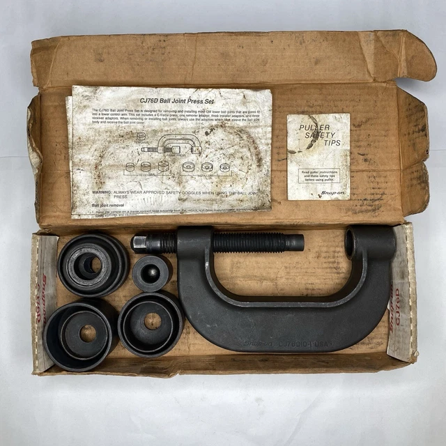 ANCIEN JEU DE presse à rotule Snap On Tools CJ76D USA complet avec ...