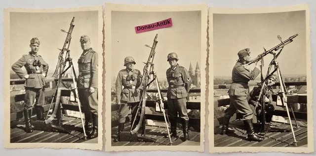 3× FOTO,MG MASCHINENGEWEHR, Flugabwehr Fliegerabwehr Technik Gewehr ...