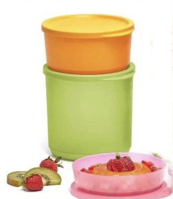 TUPPERWARE TROPICAL ROUNDS Modular Set Stacking Storage Containers 3 ...