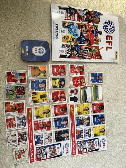 EFL 2025/26 STICKER Album + Collectors Tin + 36 Stickers In Brand New ...