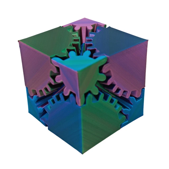 3D PRINTED GEAR Cube Fidget Toy Desktop Innovative Decorative Model ...