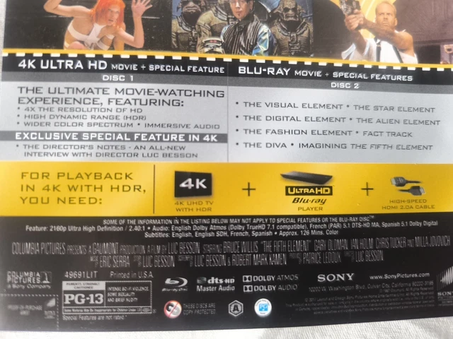 LE CINQUIÈME ELEMENT - LUC BESSON-Blu-ray 4K UHD (Import) -VF 5.1 DTS ...