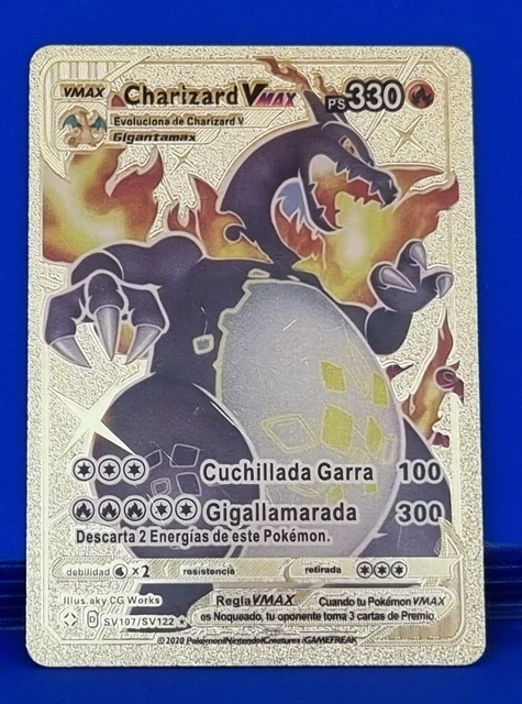 CARTA TARJETA POKEMON Español Charizard Vmax SV107/SV122 Color Oro ...