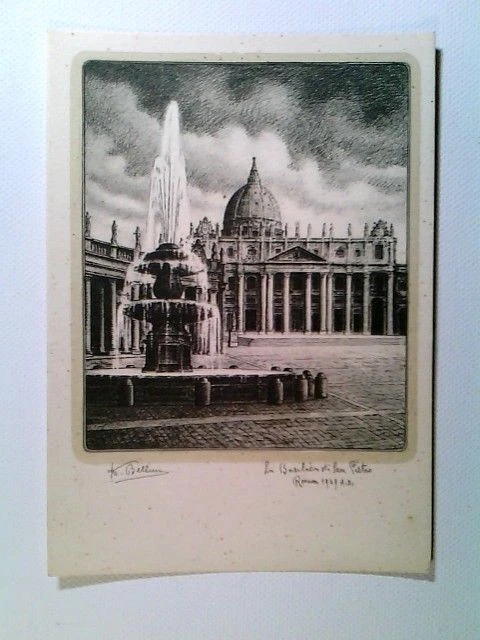 ROMA, BASILICA DI San Pietro, sign. K. Bellini 1949, Künstler AK ...