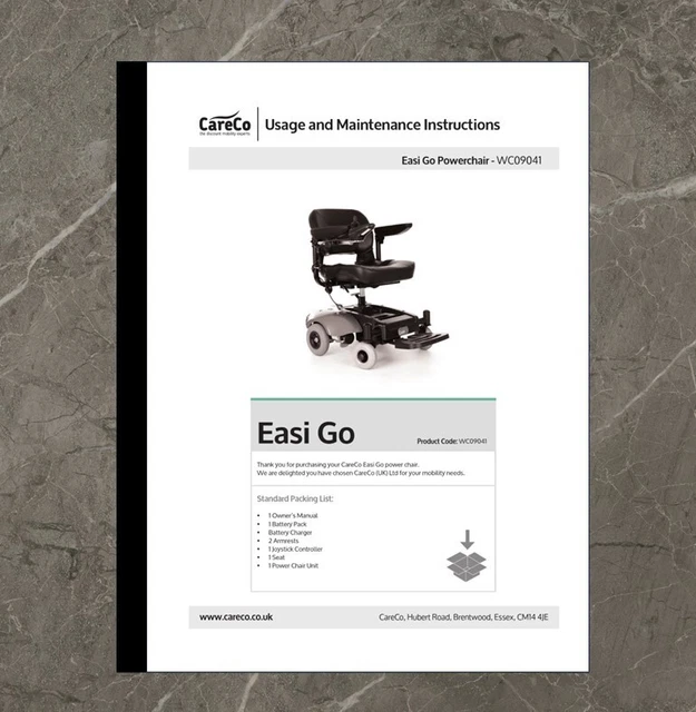 CARECO EASI GO Powerchair manual - 1st class post - electric wheelchair ...