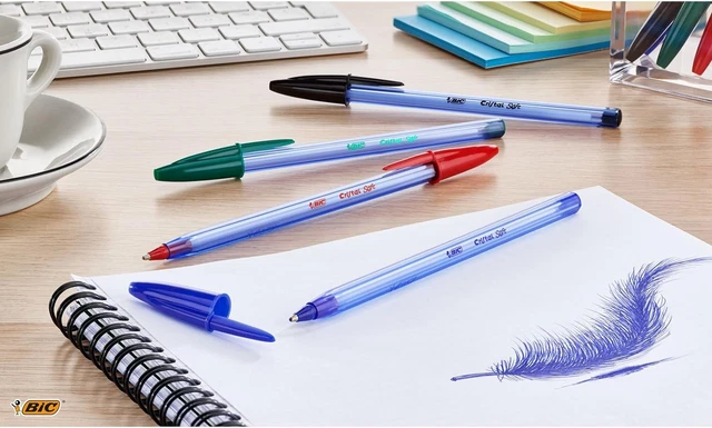 BIC CRISTAL SOFT Ball Pens Medium Point (1.2 mm) - Blue, Box of 50 $43. ...