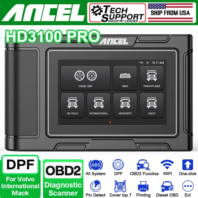 ANCEL HD3100 PRO Heavy Duty Truck Diagnostic All System Diesel OBD ...