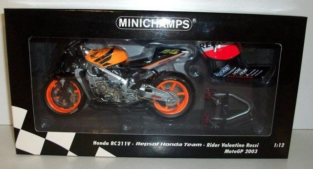 MINICHAMPS 1/12 SCALE 122 037146 Honda RC211V Rossi Repsol Moto GP 2003 ...