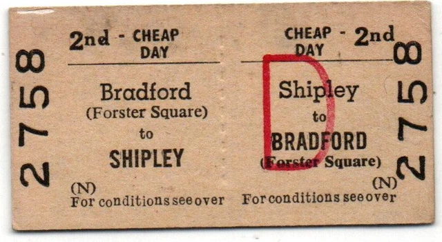 BRB(N) RAILWAY TICKET Bradford (Forster Square) to Shipley $7.49 ...