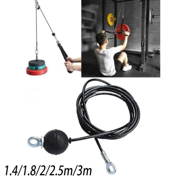 BRAND NEW GYM Steel Wire Rope 100kg 1.4/1.8/2/2.5M 1pc Fitness Pulley ...