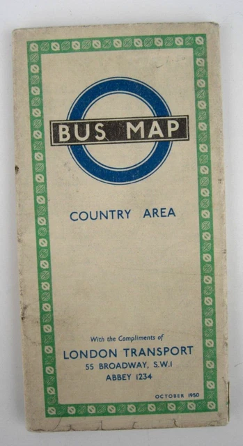 ORIGINAL VINTAGE LONDON Transport Bus Map Country Area October 1950 £3. ...