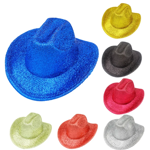 UNISEX ADULTS JAZZ Dance Hat Glittery Western Cap Cosplay Cowboy Hats ...