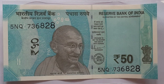 INDIA 50 RUPEES Mahatma Gandhi Bank Note. UNC. SL. No: 299097 £3.49 ...