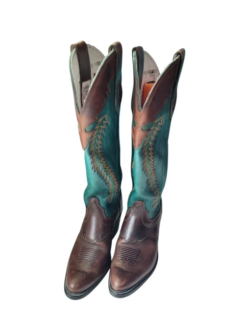 OLATHE MEN'S 7C Western Cowboy Ranch Wear Buckaroo Boots 17"Brown/Green ...