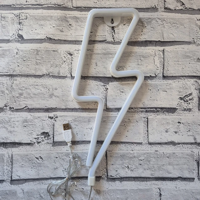 LIGHTNING SHAPED WARM White Neon Light - USB Operated £5.45 - PicClick UK