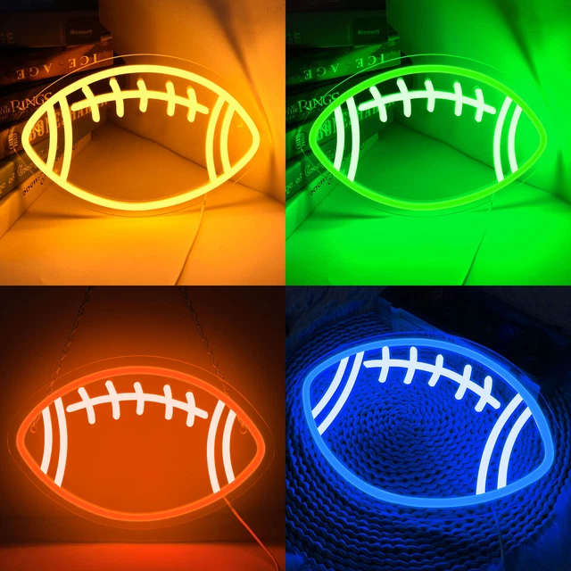 FOOTBALL SHAPE NEON Signs Rugby Wall Decor LED Neon Lamp Game Room Kids ...