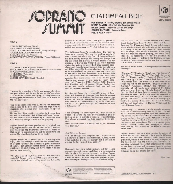 SOPRANO SUMMIT CHALUMEAU Blue LP vinyl UK Pye International 1977 ...