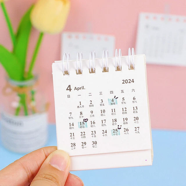 2024 MINI CALENDAR Simple Desk Fresh Cute Desktop Coil Calendar Office ...