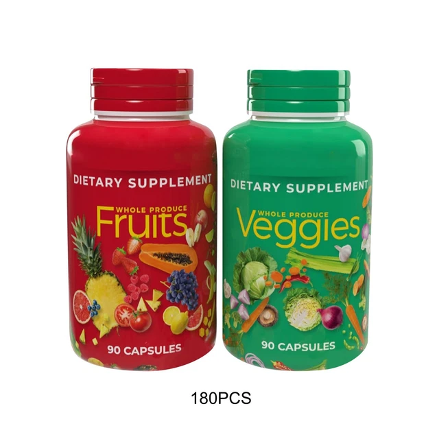 2 BOTTLES SUPERFOOD Fruit And Veggies Capsule Dietary Supplement - 180 ...
