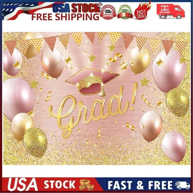 7x5 Graduation Grad Backdrop Rose Gold Graduation Party Banner