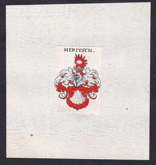 HERITSCH ARMOIRIES COAT Of Arms Blason Héraldique Heraldry Gravure sur ...