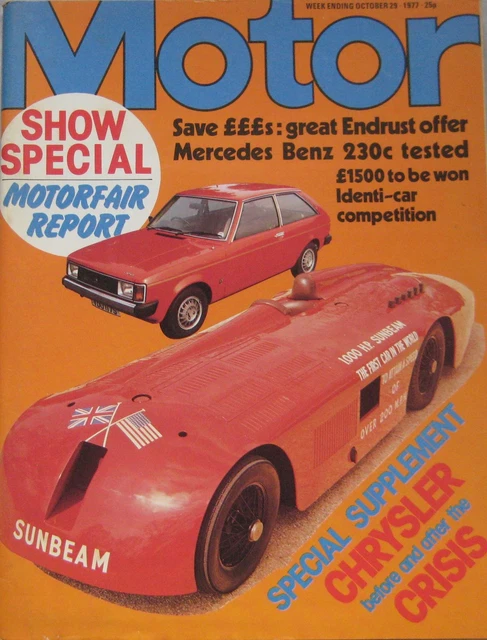 MOTOR MAGAZINE 29 October 1977 featuring Mercedes road test, Motorfair ...