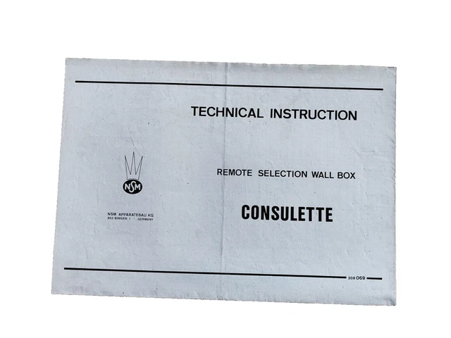 NSM JUKEBOX CONSULETTE Remote Selection - Wall Box Technical ...