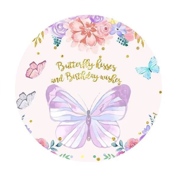 BUTTERFLY KISSES AND Wishes Round Baby Shower Backdrop $37.90 - PicClick AU