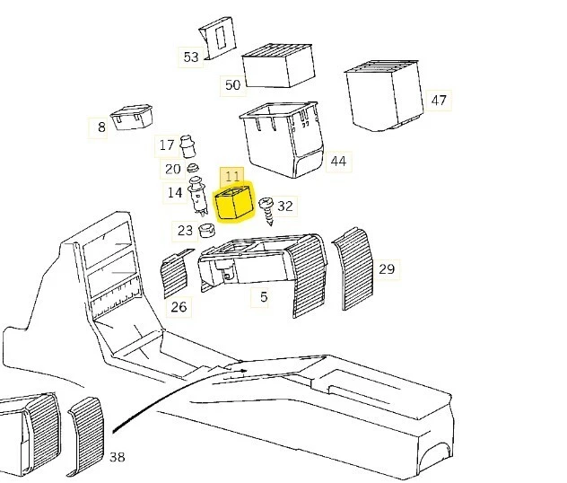 ERSATZ ABLAGEFACH MERCEDES R129 SL320 SL500 Aschenbecher Mittelkonsole ...