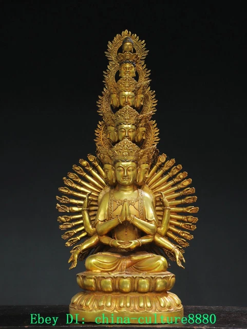 STATUE DE BOUDDHA Guanyin à mille bras en cuivre doré de la dynastie EUR 882,00 - PicClick FR