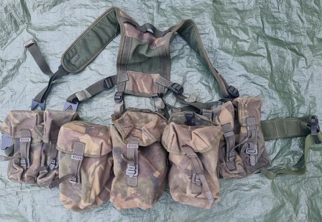 GENUINE BRITISH ARMY Woodland DPM Webbing Set 5 X Pouches Yoke Belt ...