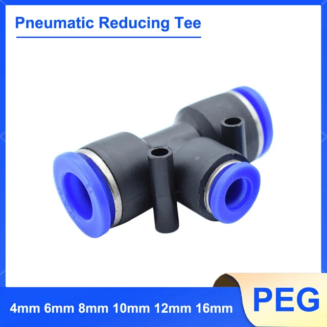 PNEUMATIC PUSH IN Fitting Air Water Pipe - Reducing Tee Shape 3 Way 4mm ...