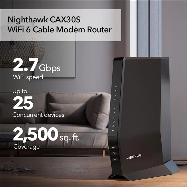 NETGEAR NIGHTHAWK CAX30S AX2700 WiFi 6 Modem Router DOCSIS 3.1 Xfinity ...