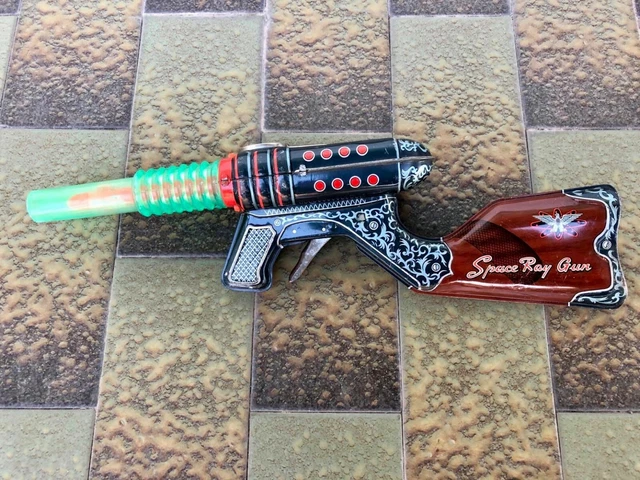 PISTOLA FUCILE SPAZIALE in latta anni 60 made in Japan KO Yoshiya Space ...
