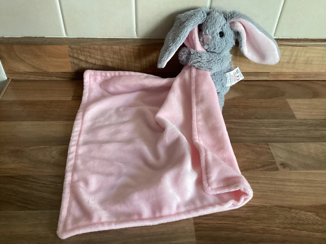 TJM PURE BABY Bunny Rabbit Pink & Grey Baby Comforter Super Soft ...
