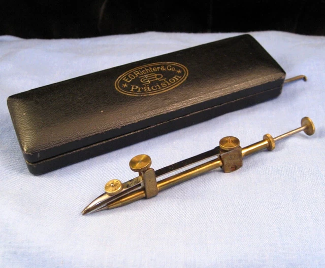 DRAUGHTSMAN DRAWING BRASS Compass Divider Engineers Boxed Tool Eo ...