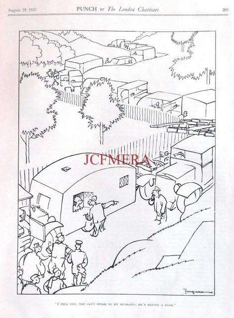 'CARAVAN CAUSES A Traffic Jam' FOUGASSE Punch Cartoon - Art Deco 1937 ...