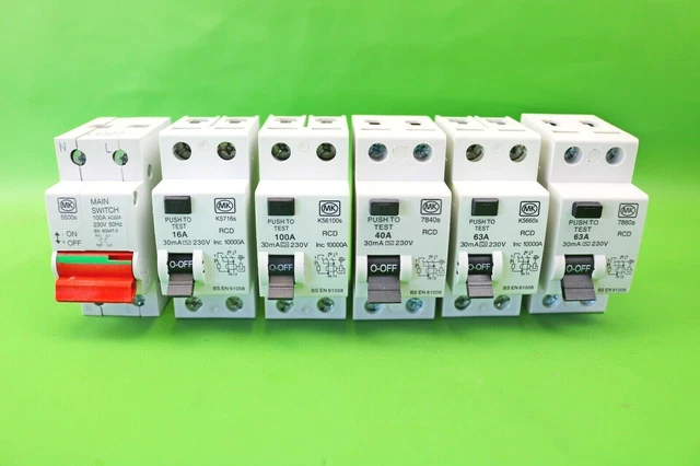 MK 2 POLE RCD 30mA 16A 40A 63A 80A RCD 100A Main Switch Isolator £13.99 ...