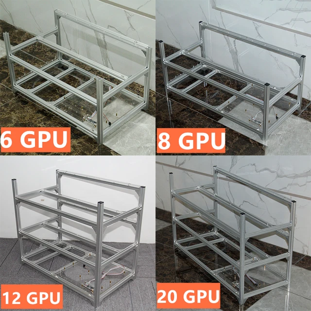 6/8/12/20 GPU MINING Rig Case Stackable Open Air Computer Frame Frame ...