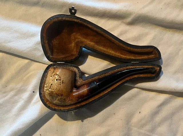 ANCIENNE PIPE ECUME de Mer Gravé Dans Son Étui Cuir EUR 9,00 - PicClick FR