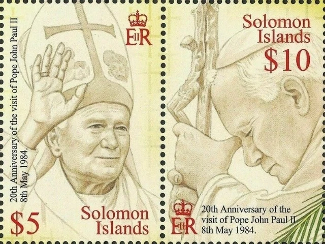 SOLOMON ISLANDS 2004 - 20th Anniv. Pope John Paul II visit - Joined ...