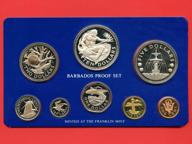 1975 BARBADOS PROOF Silver 8 Coin Set (10$ 37.9 Grams .925 , 5$ 31.1 ...