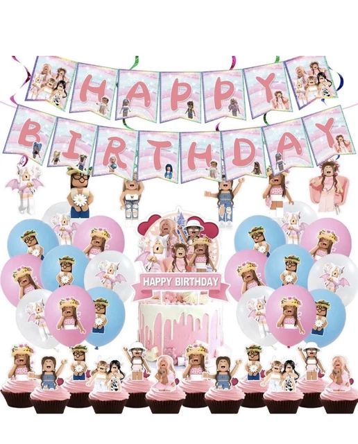 Roblox Balloons Happy Birthday Banner Bunting Cake Toppers Party