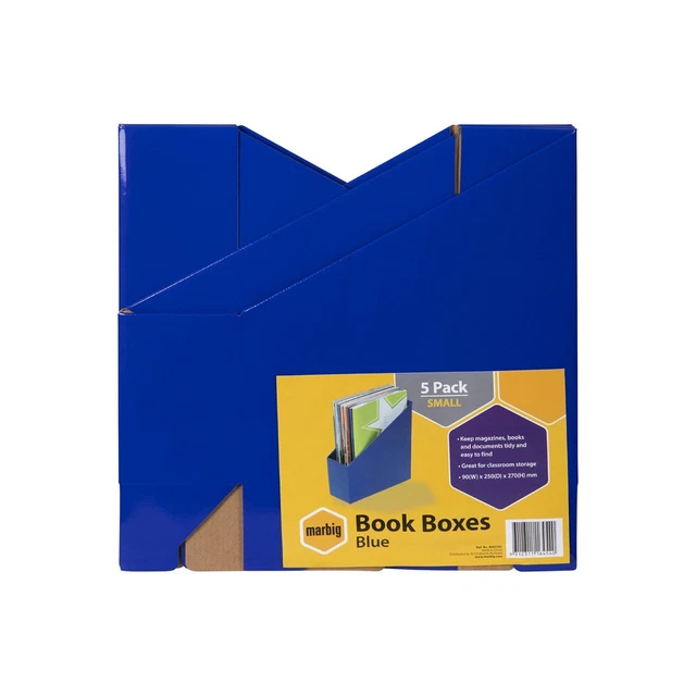 5PC MARBIG BLUE Magazine Book 27x9cm Storage Box File Organiser Holder ...