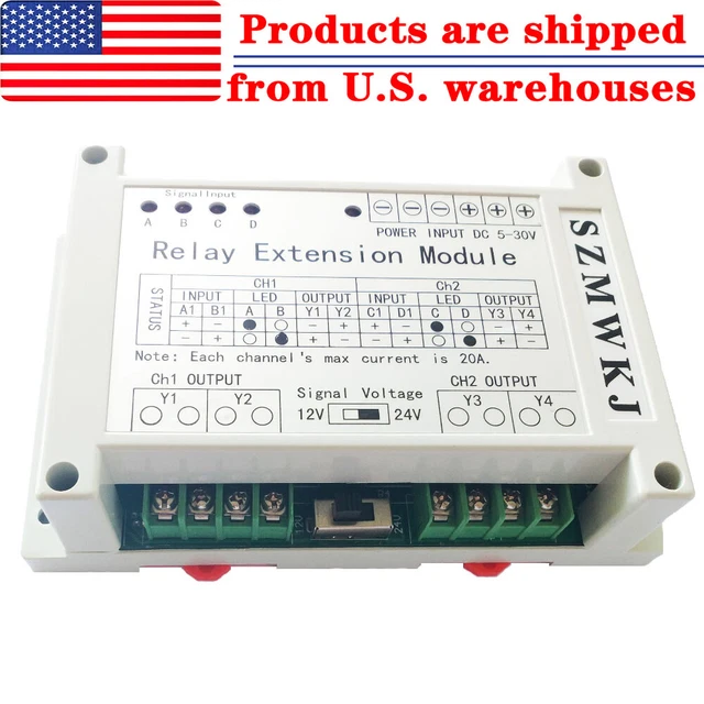5-30V MULTI-FUNCTION 2 Channel 4 Way Relay Extension Module 40A Relay ...