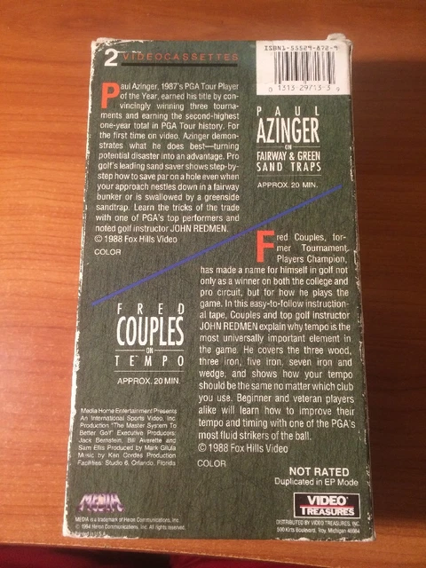 PAUL AZINGER ON Fairway and Green Sand Traps/ Fred Couples on Tempo (VHS) shelf $26.21 - PicClick CA