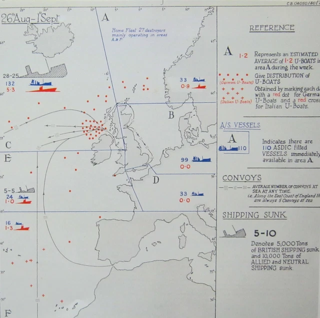GERMAN U BOAT Activity The Irish Sea 1940 Two Historic Mounted War Maps ...