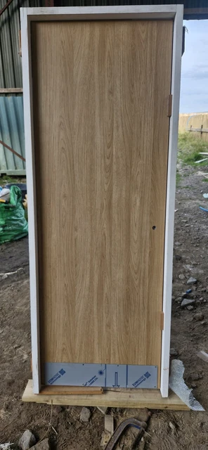 OAK FLUSH FIRE Door And Casing Fd30, With Kickplate And Latch £57.88 ...
